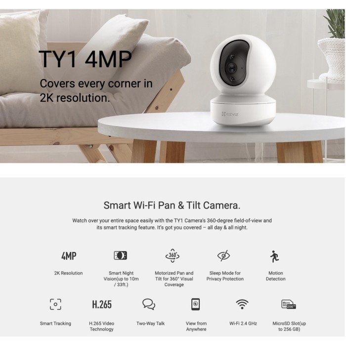 Jual Ezviz TY1 4MP Smart Wifi Pan Tilt IP Camera | Shopee Indonesia