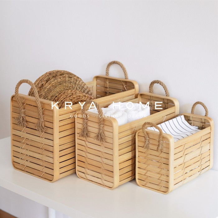 Jual NEW Keranjang Bambu / Basket Bambu / Bamboo Storage Box / Box ...