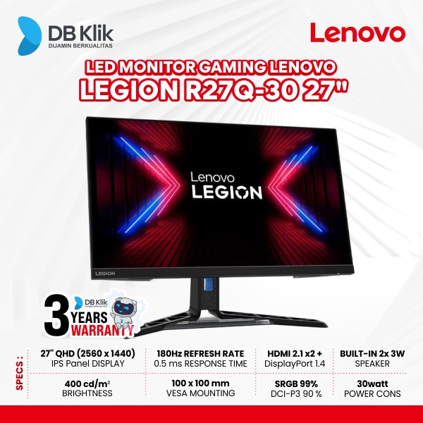 Jual LENOVO Legion LED Monitor Gaming R27Q-30 27" IPS QHD 180Hz 0.5ms ...