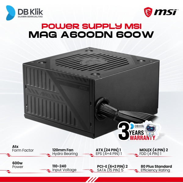 Jual Msi Power Supply Mag A600Dn 600W 80+ | Shopee Indonesia