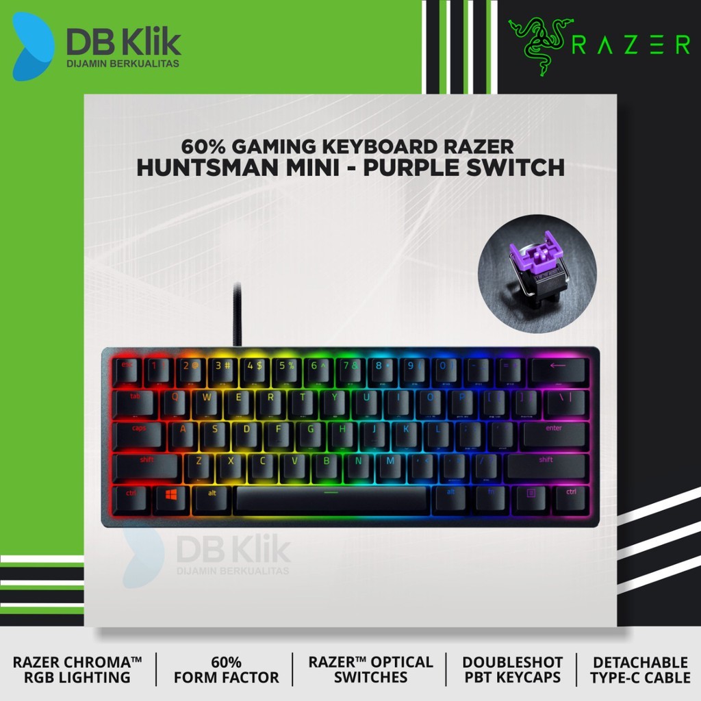 Jual Razer Keyboard Gaming Hunstman Mini Purple - 60% Clicky Optical ...