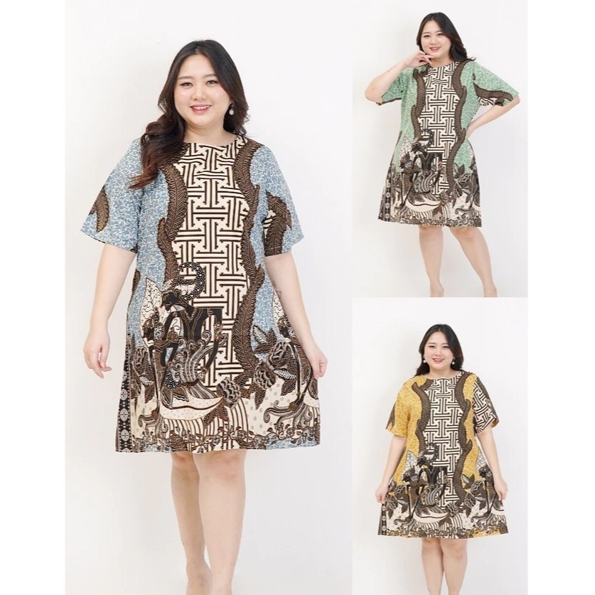 Jual DRESS BATIK WANITA MODERN ELEGAN JUMBO BIG SIZE OVERSIZE XXL XXXL ...