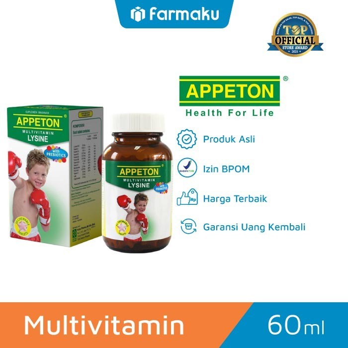 Jual Appeton Lysine With Prebiotic Botol 60 Tablet | Shopee Indonesia