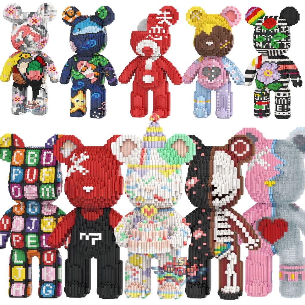 Jual LSL DIY Perakitan Serial Kartun Bearbrick Violent Bear Brick Nano ...