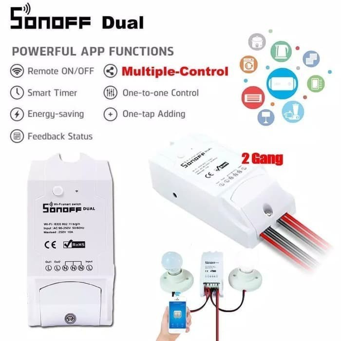 Jual NEW 2Dual Switch Sonoff eWelink Wi-Fi Smart Timer. Saklar | Shopee Indonesia