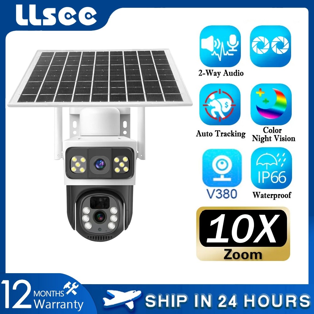Jual LLSEE V380 lensa ganda 4K 8MP 4G Kartu SIM kamera surya nirkabel ...