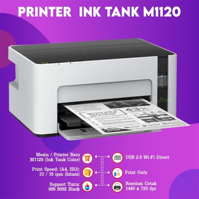 Jual Printer M1120 Eco Tank Print Only Pengganti M1100 Monochrome Wi-Fi ...