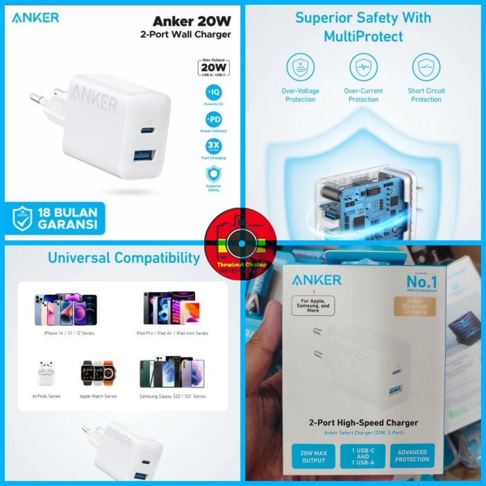 Jual HARGA DISC - Adaptor Anker PD 20W Wall Charger PowerPort A2348 ...