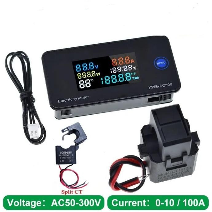 Jual Power kwh watt ampere meter digital KWS AC 300 100A 6in1 full color | Shopee Indonesia
