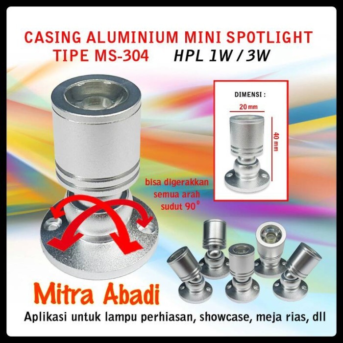 Jual Casing Aluminium Mini Spotlight Tipe Ms-304 For Hpl 1W-5W Terlaris ...