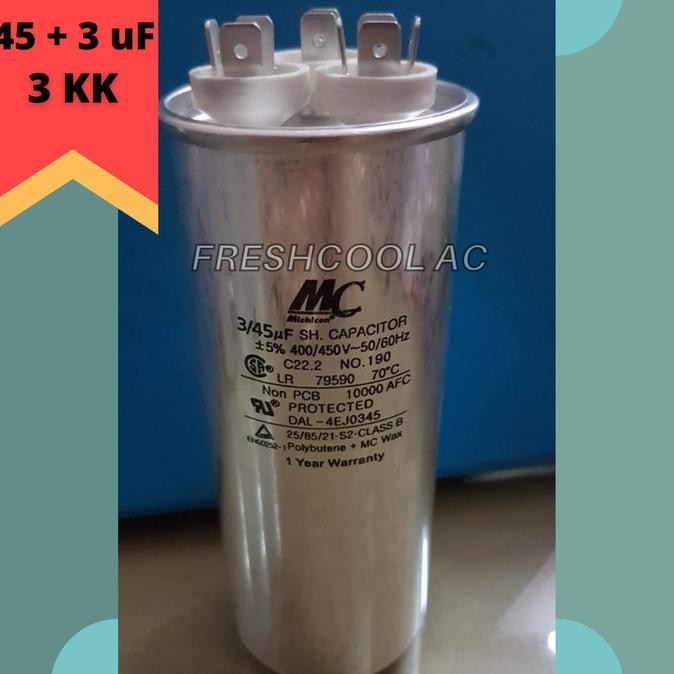 Jual Kapasitor Ac / Capacitor Ac ( Merk Mc) 3/45 Uf 45/3 Mikro 3 Kaki Proses Cepat | Shopee ...
