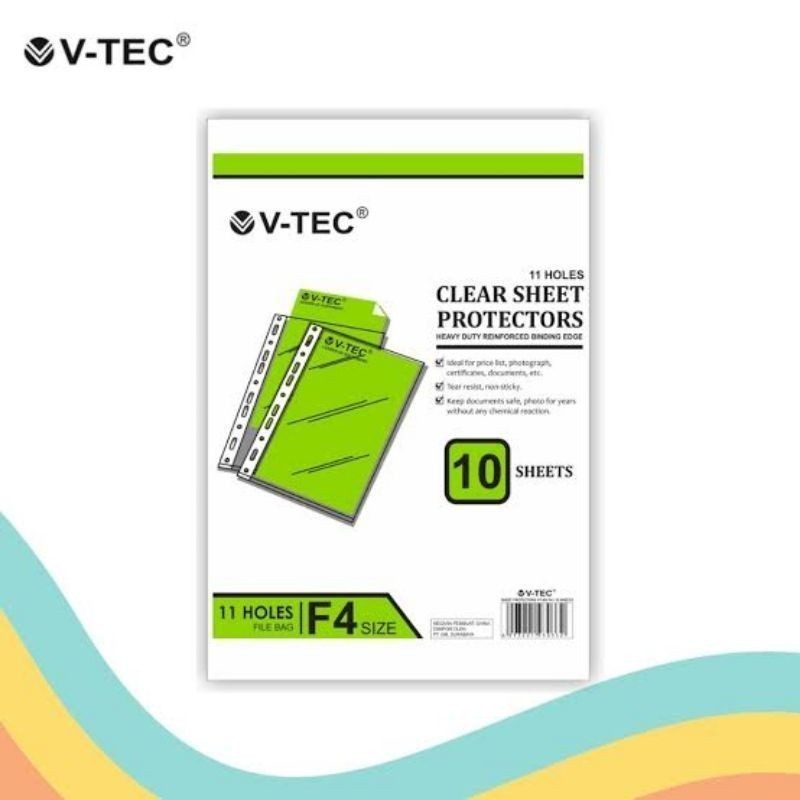 Jual V-TEC SHEET PROTECTOR VT-303 FOLIO / A4 (1Set Isi 10lbr) | Shopee ...