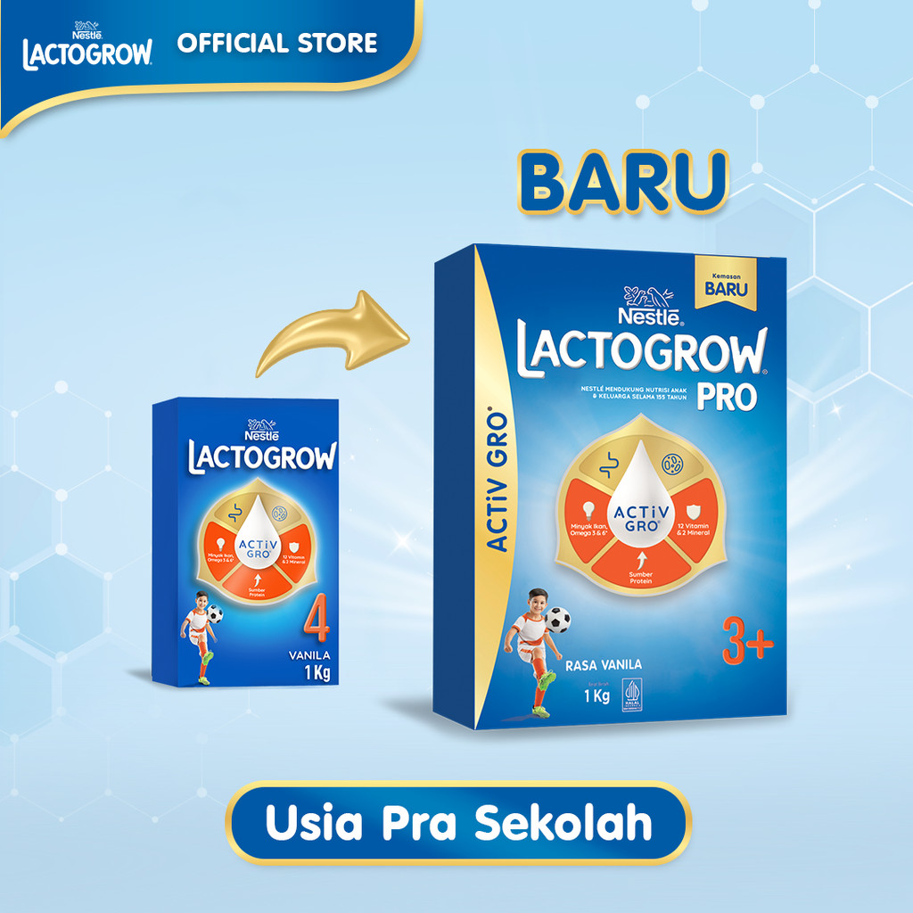 Jual Nestle LACTOGROW PRO 3+ dengan ACTiVGRO Susu Vanila Box - 1000g x 3 [3 tahun keatas ...
