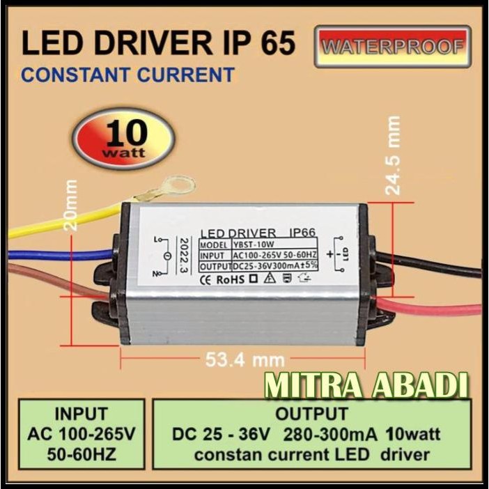 Jual Led Driver 10 Watt 300 Ma Casing Besi Waterproof | Shopee Indonesia