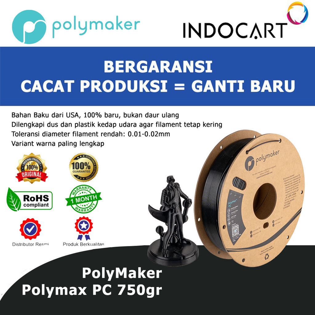 Jual IndoCart 3D Printer FILAMENT PolyMaker PolyMax PC PolyCarbonate 1.75mm 750gr | Shopee Indonesia
