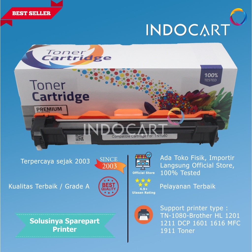 Jual IndoCart Toner Cartridge Compatible TN-1080-HL 1201 1211 DCP 1601 ...