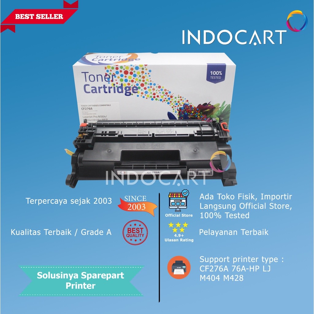 Jual IndoCart Toner Cartridge Compatible CF276A 76A-HP LJ M404 M406 ...