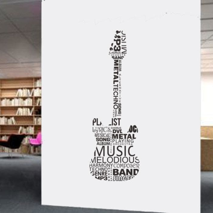 Jual Wall Stiker Musik Gitar Word Cloud Sticker Dinding Kamar Rumah ...