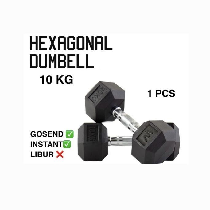 Jual BARBEL DUMBE HEXAGONAL 10 KG DUMBLE ALAT LATIHAN OTOT TANGAN GYM ...
