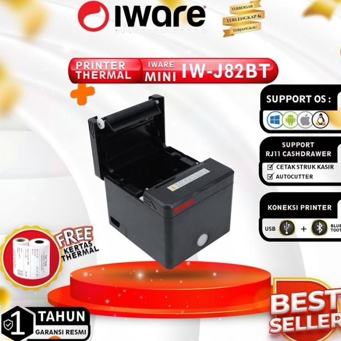 Jual PRINTER KASIR THERMAL IWARE IW-J82BT 80MM USB+BLUETOOTH AUTOCUTTER ...