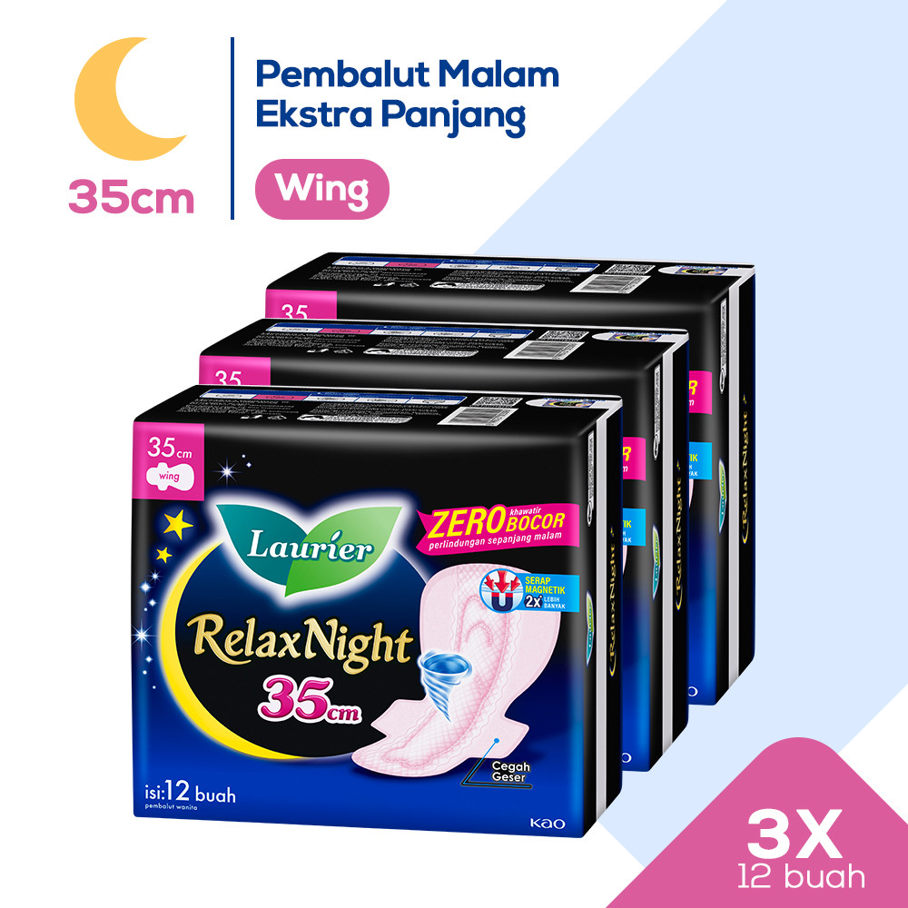 Jual Laurier Relax Night 35cm 12s Triplepack | Shopee Indonesia