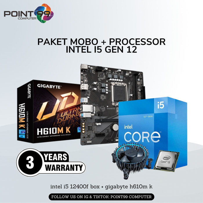 Jual HARGA DISC - Paket GIGABYTE H610M-K DDR4 + i5-12400F BOX Garansi ...