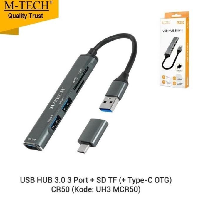 Jual M-Tech USB Hub Card Reader 5 in 1 CR50 with OTG Type C | Shopee ...