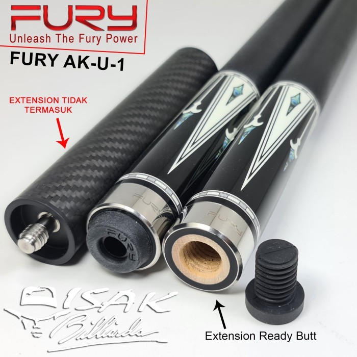 Jual New Ya Fury Ak-U-1 Cue Uniloc - 13Mm Maple Pool Billiard Stick ...