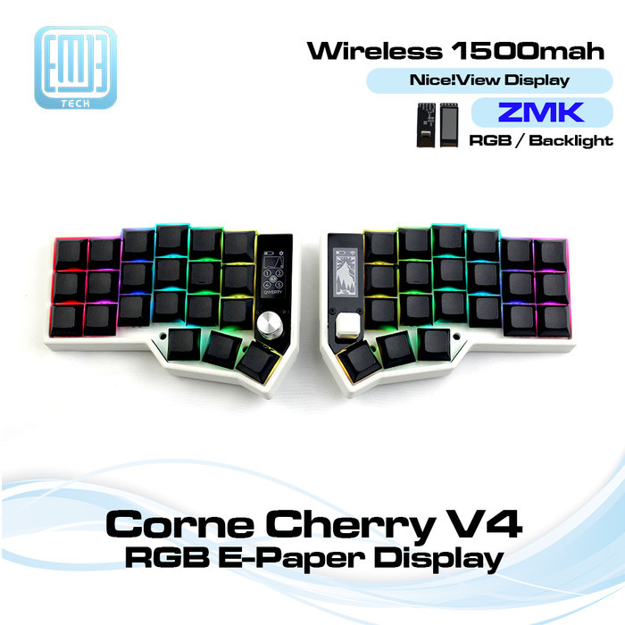 Jual CRKBD Wireless Corne Cherry V4 Prebuilt Ergo Mechanical Split Keyboard RGB Encoder Joystick ...