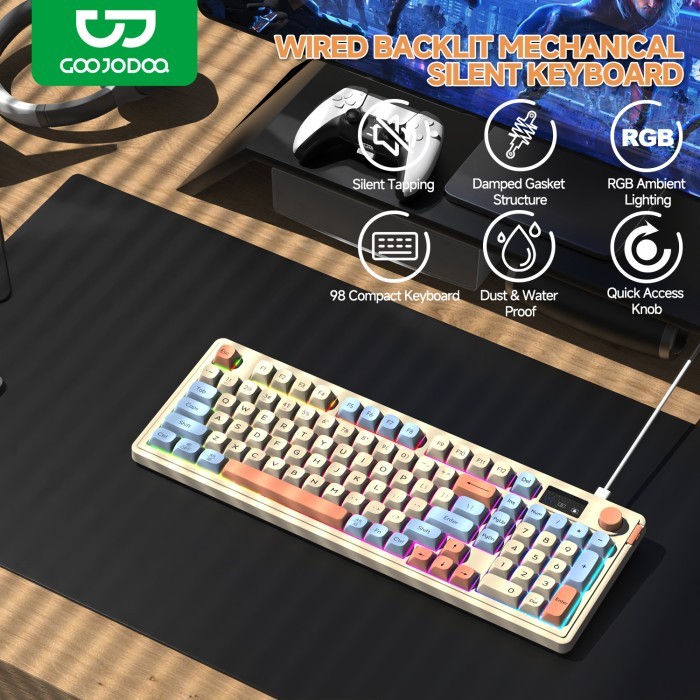 Jual Mechanical Keyboard Wired 98 Keys RGB Backlight Keyboard Gaming Keyboard Silent Keypad for ...