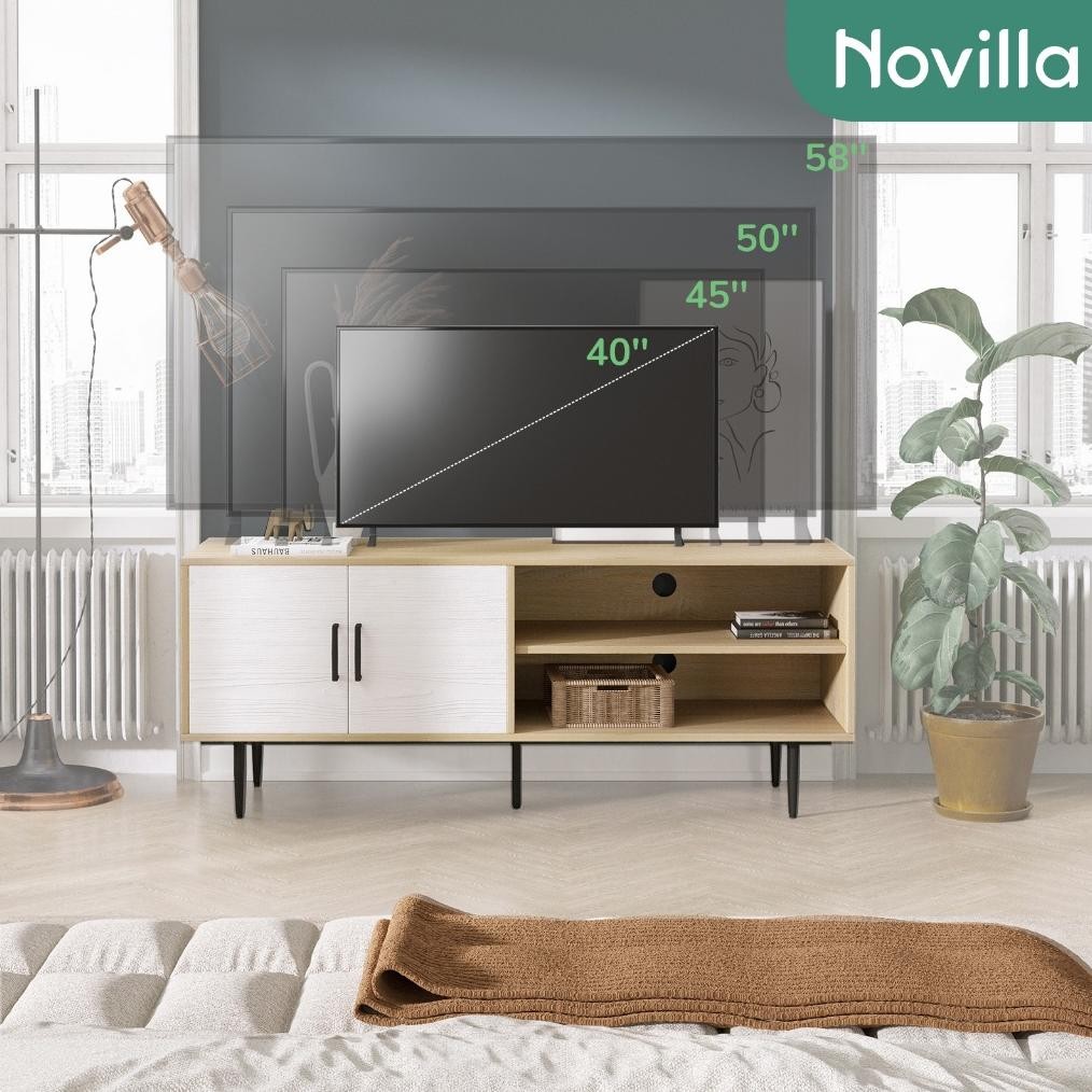 Jual Meja TV 2 tingkat 4 area penyimpanan rak dapat disesuaikan kaki ...
