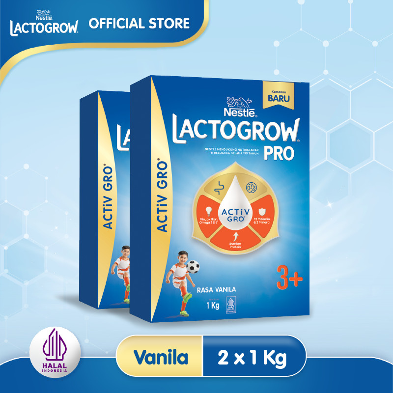 Jual Nestle LACTOGROW PRO 3+ / LACTOGROW 4 dengan ACTiVGRO Susu Vanila Box - 1000g x 2 [3 tahun ...