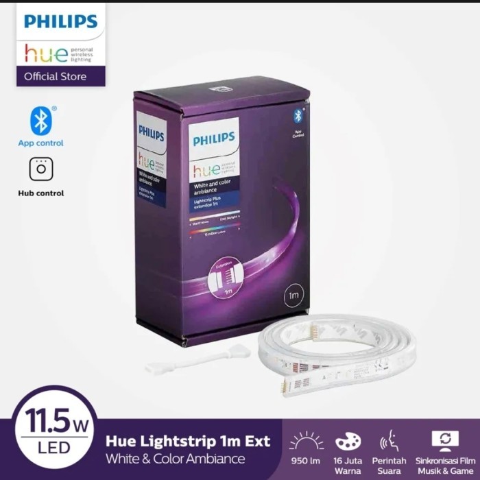 Jual Philips HUE Smart LED Light Strip Plus 1M Extension 11.5W Color ...