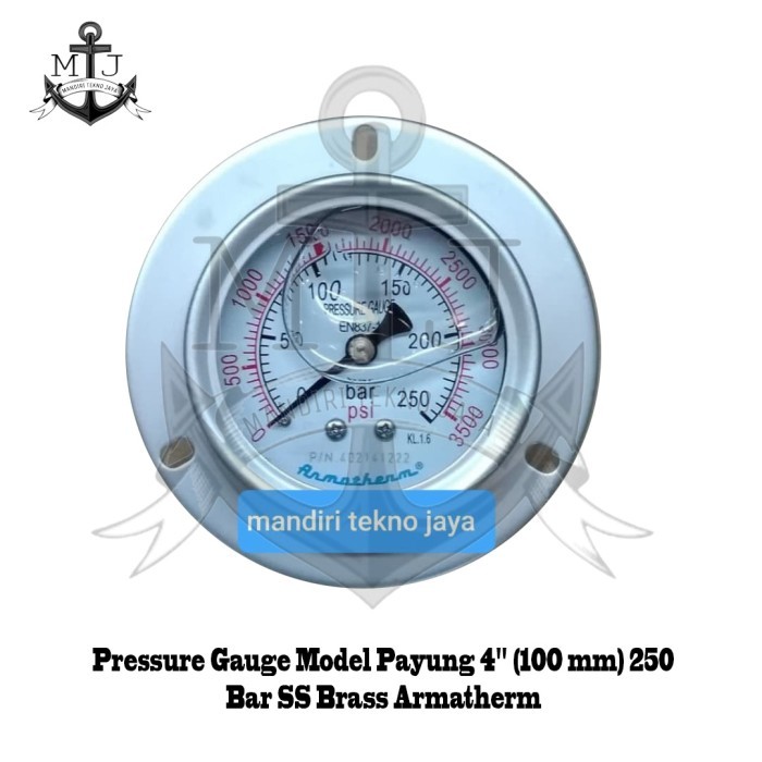Jual Pressure Gauge Model Payung 4" (100 Mm) 250 Bar Ss Brass Armatherm | Shopee Indonesia