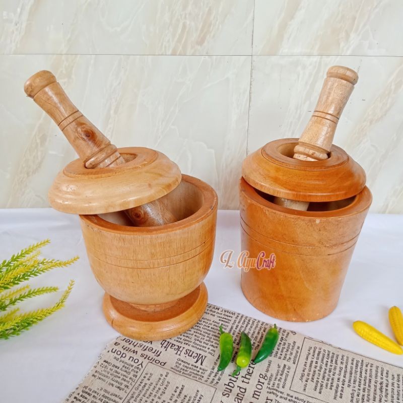 Jual L-Ayucraft Lumpang Tumbuk + Tutup Kayu Mahoni 17Cm | Shopee Indonesia