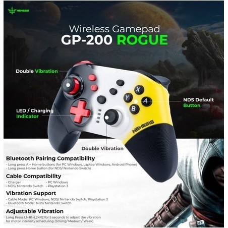 Jual Termurah Nyk Gp-200 Gamepad Joystick Rogue Gp200 Gp 200 Wireless ...