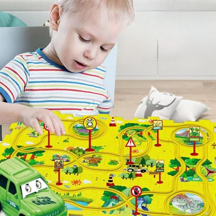 Jual Mainan Puzzle Mobil Rel Listrik Diy Rakitan Jigsaw Jalur Kereta ...