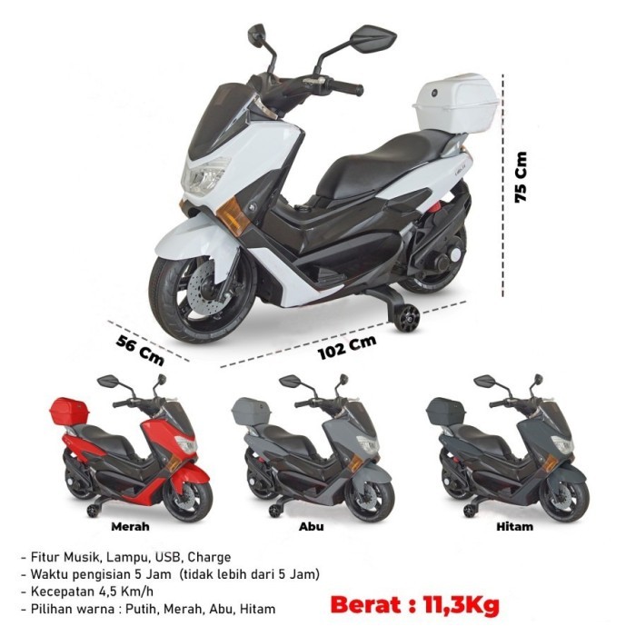 Jual MAINAN MOTOR LISTRIK ANAK COWOK AKI NMAX PMB RAID M588 3 4 5 6 ...