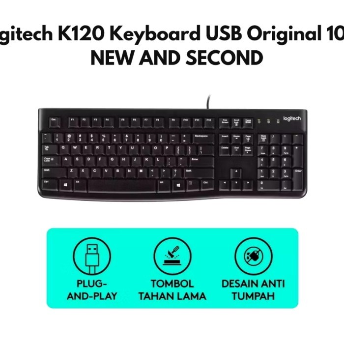 Jual Keyboard LOGITECH K120 USB Plug n Play Full Num Lock | Shopee ...