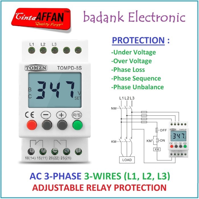Jual Jual Ac 3-Phase Lcd Protection Relay Unbalance Sequence Over Under ...