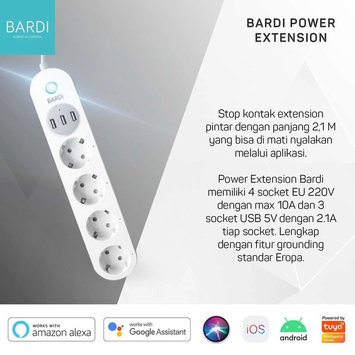 Jual Jual Bardi Smart Extension Power Strips Stop Kontak [Wifi] Colokan Listrik | Shopee Indonesia