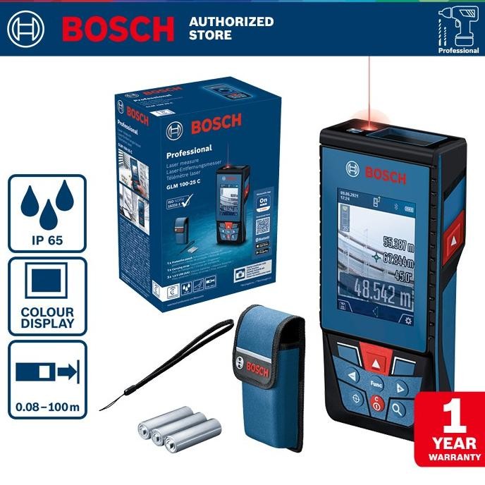 Jual BOSCH LASER RANGE FINDER / PENGUKUR JARAK LASER GLM 100-25 C ...