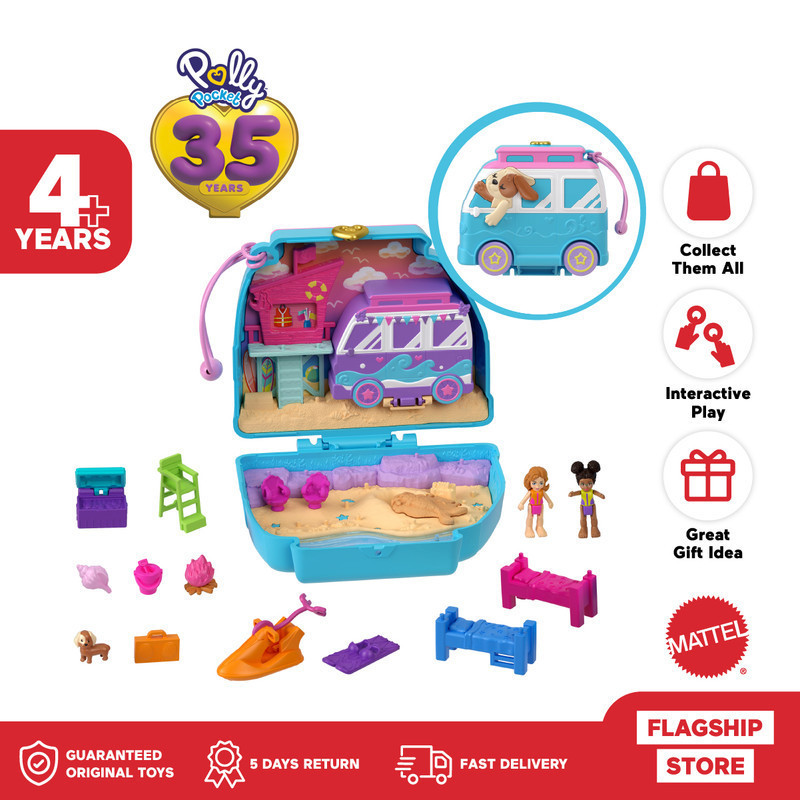 Jual Polly Pocket Seaside Puppy Ride Compact Playset - Mainan Aksesoris ...