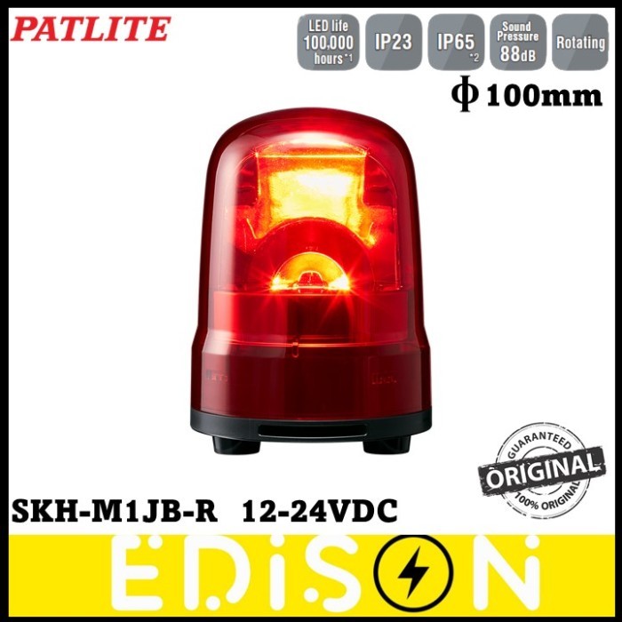 Jual PATLITE SKH-M1JB-R 100mm 12-24VDC RED LED Rotary Lamp Beacon w ...