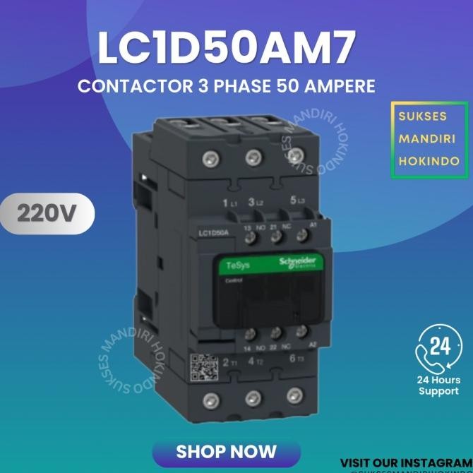 Jual Kontaktor 3P 80A 3 Phase 80 Ampere LC1D50AM7 SNI Contactor ...