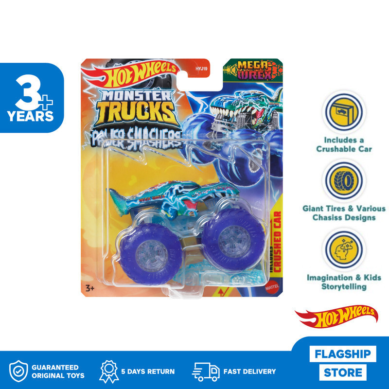 Jual Hot Wheels Monster Trucks Power Smasher 2024 Blue Mega Wrex - Mainan Mobil Balap | Shopee ...