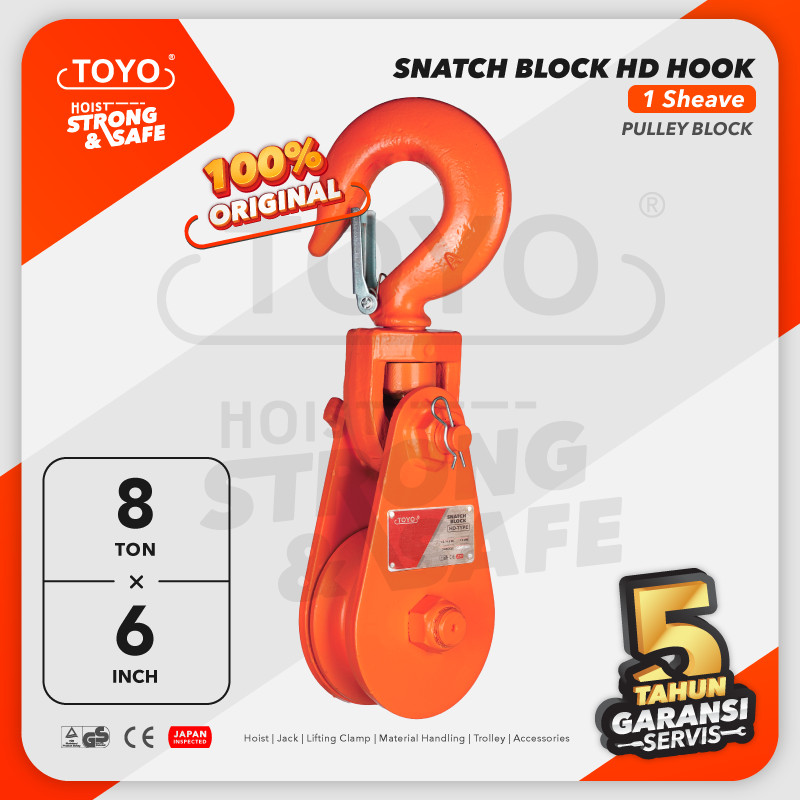 Jual TOYO Snatch Block / Pulley Block Hook 8 Ton - 6" HD 1 Sheave ...