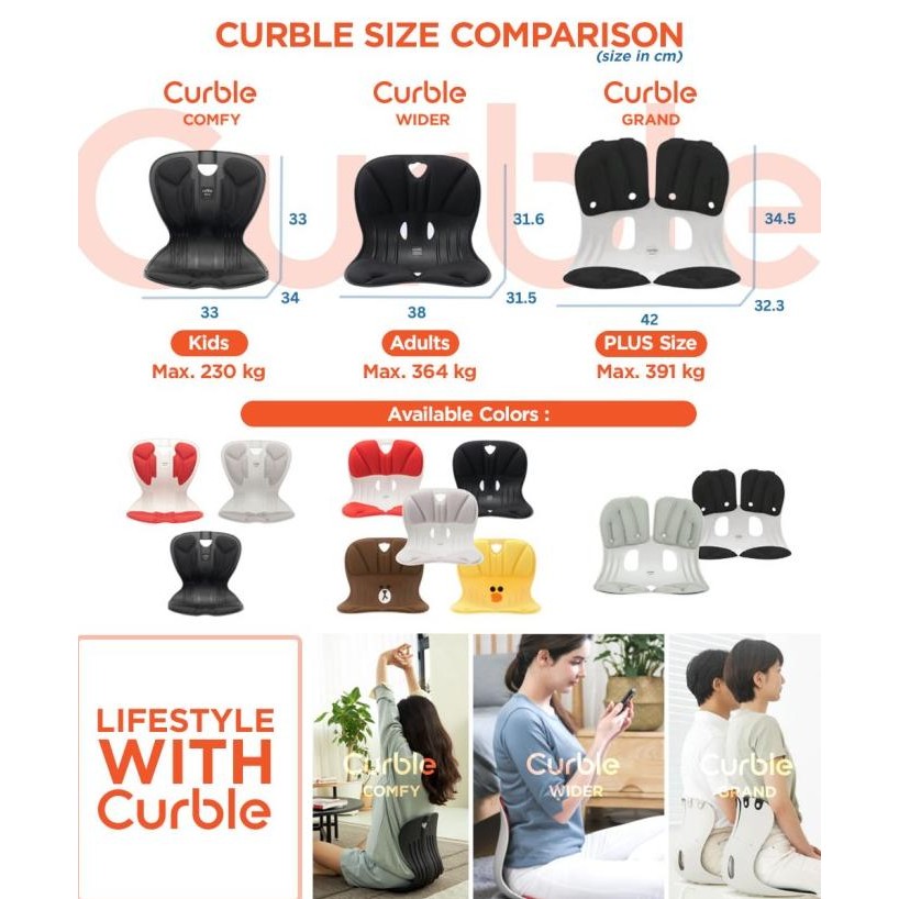 Jual Curble Posture Chair Wider - BUY 2 GET 3 (2pcs Black & 1pcs Grey) | Shopee Indonesia