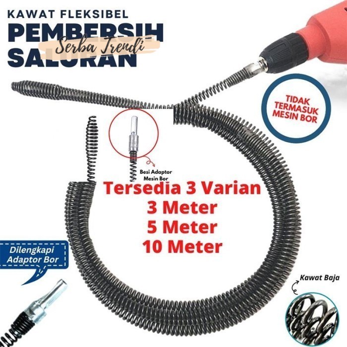 Jual Alat Jepit Kawat Pembersih Saluran Mampet Adaptor Bor Pipa Air Wastafel Pipe Cleaner ...