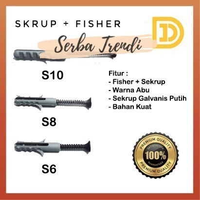 Jual RUNE Fisher S6 S8 S10 Sekrup Skrup Baut Dinding Gypsum Tembok Murah Kuat | Shopee Indonesia